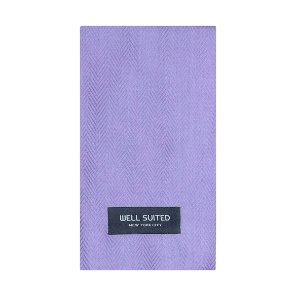 Herringbone Lavender Straight Fold Pocket Square - Well Suited