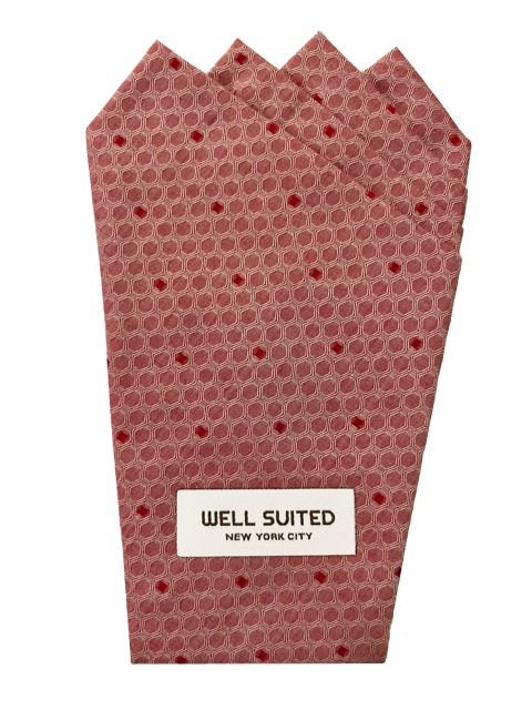 Light Red Dot 4 Point Pocket Square - Well Suited