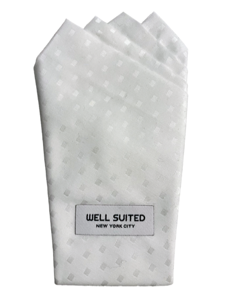 White Swiss Dot 4 Point Pocket Square - Well Suited